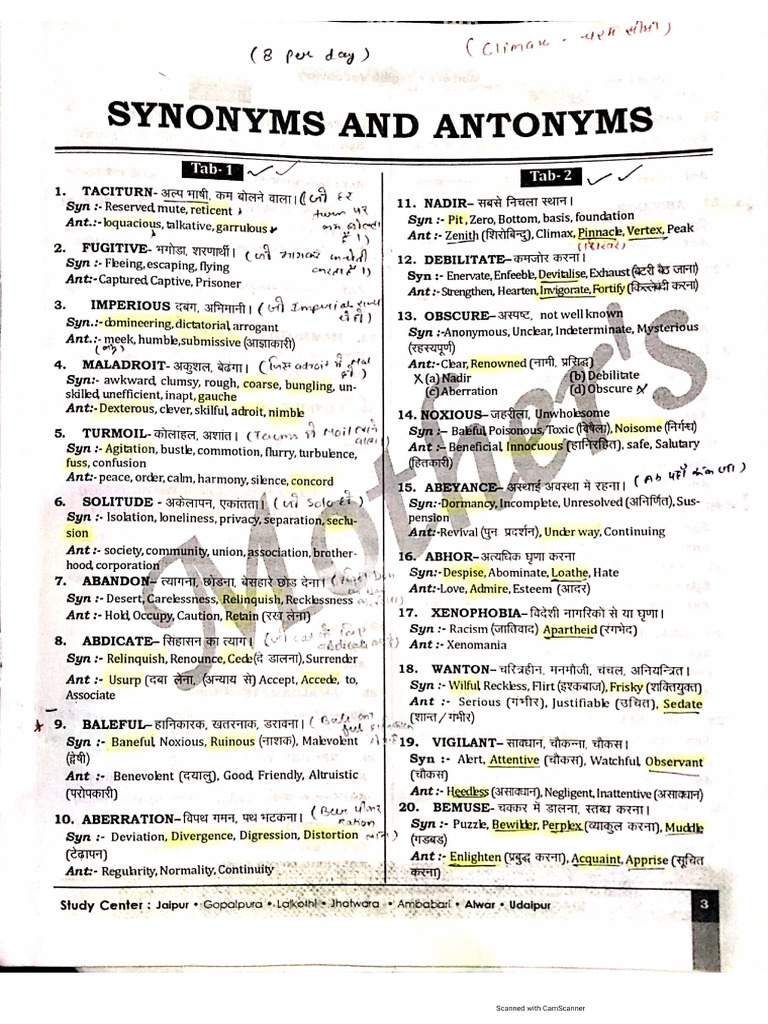 Antonyms - Synonyms | PDF
