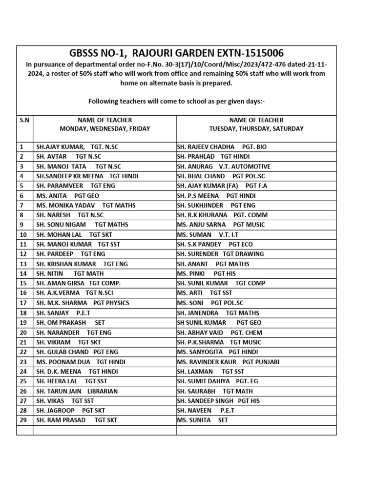 50 Teachers Time Table Nov 2024 3 Pdf 5292