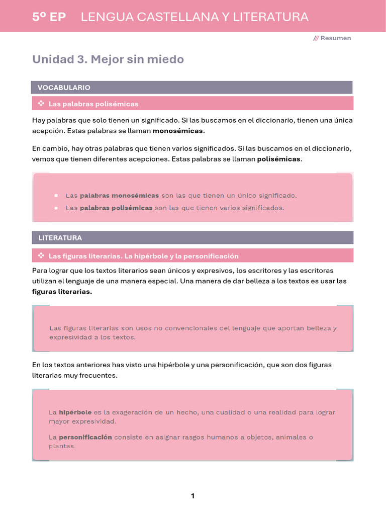 Resumen 5ep Lengua U3 | PDF | Género gramatical | Sustantivo