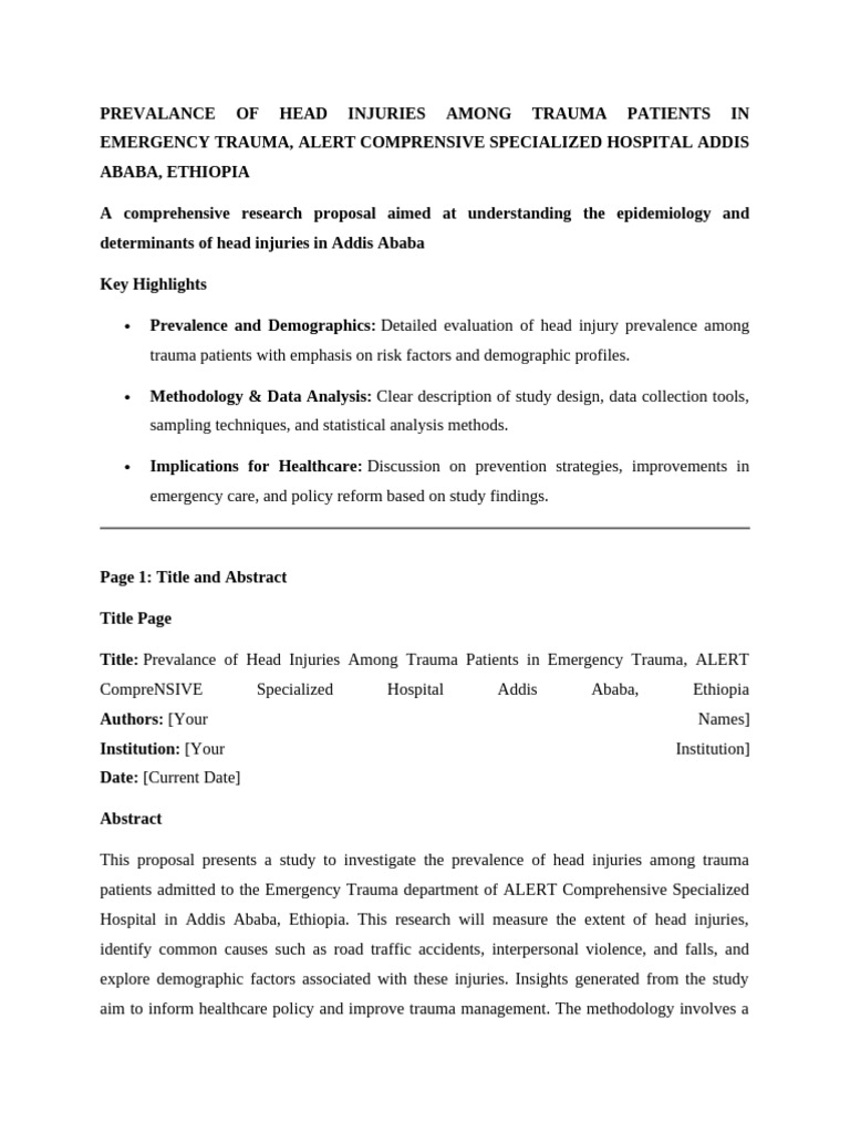 Prevalance of Head Injuries Among Trauma Patients in Emergency Traum1 | PDF | Major Trauma ...