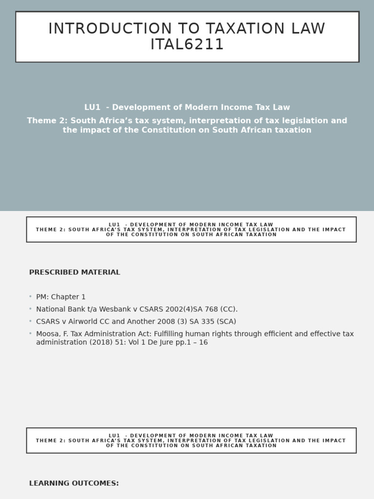 ITAL - LU1 THEME 2 | PDF | Taxes | Excise