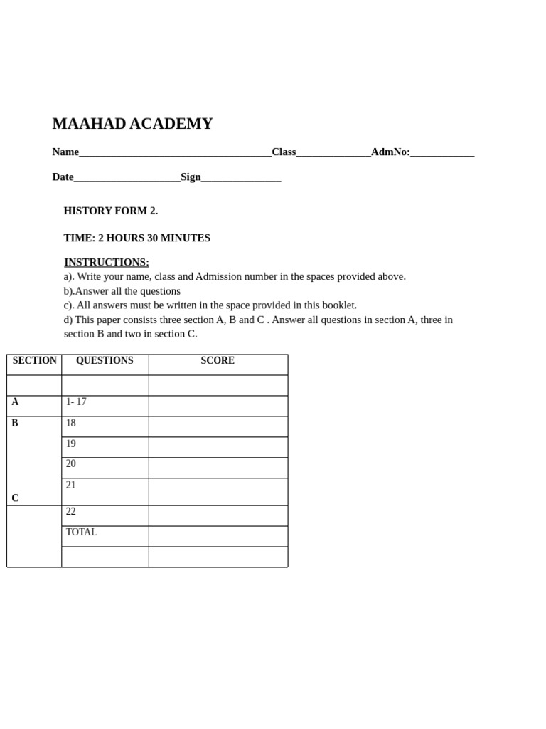 history form 2 | PDF