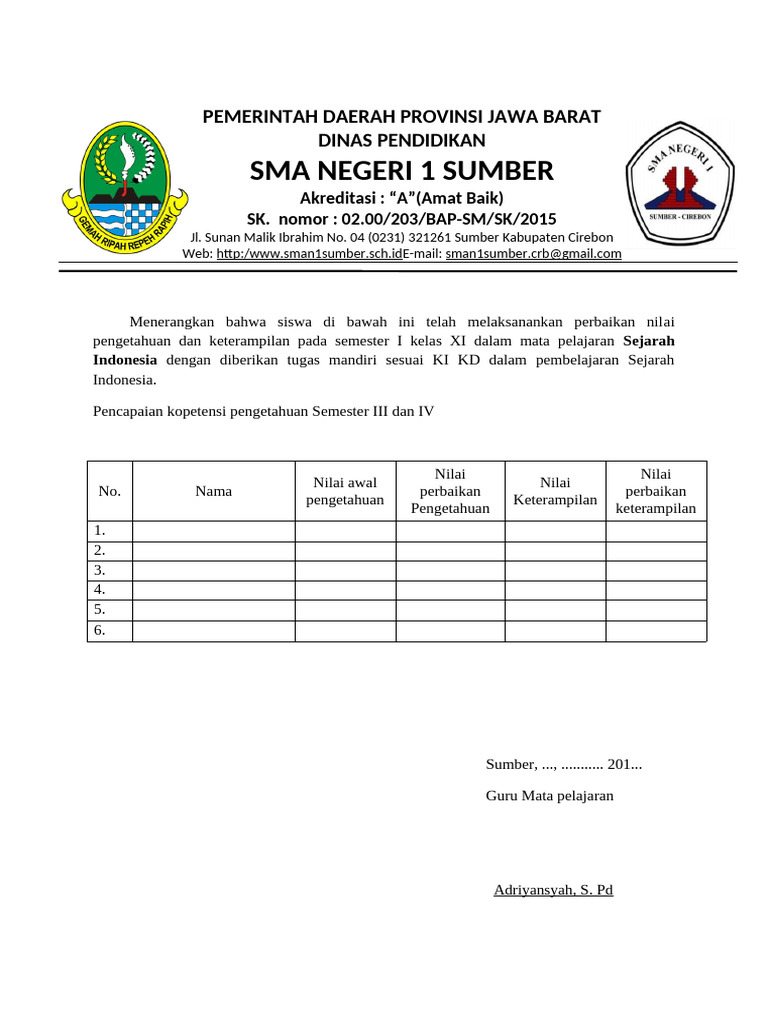 From Perbaikan Nilai Siswa | PDF