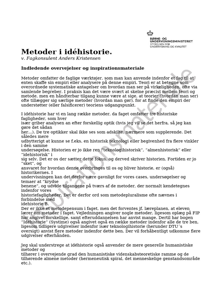 EMU Metoder - Om Tilgange Og Metode I Idéhistorie B (Inspirationsmateriale) | PDF