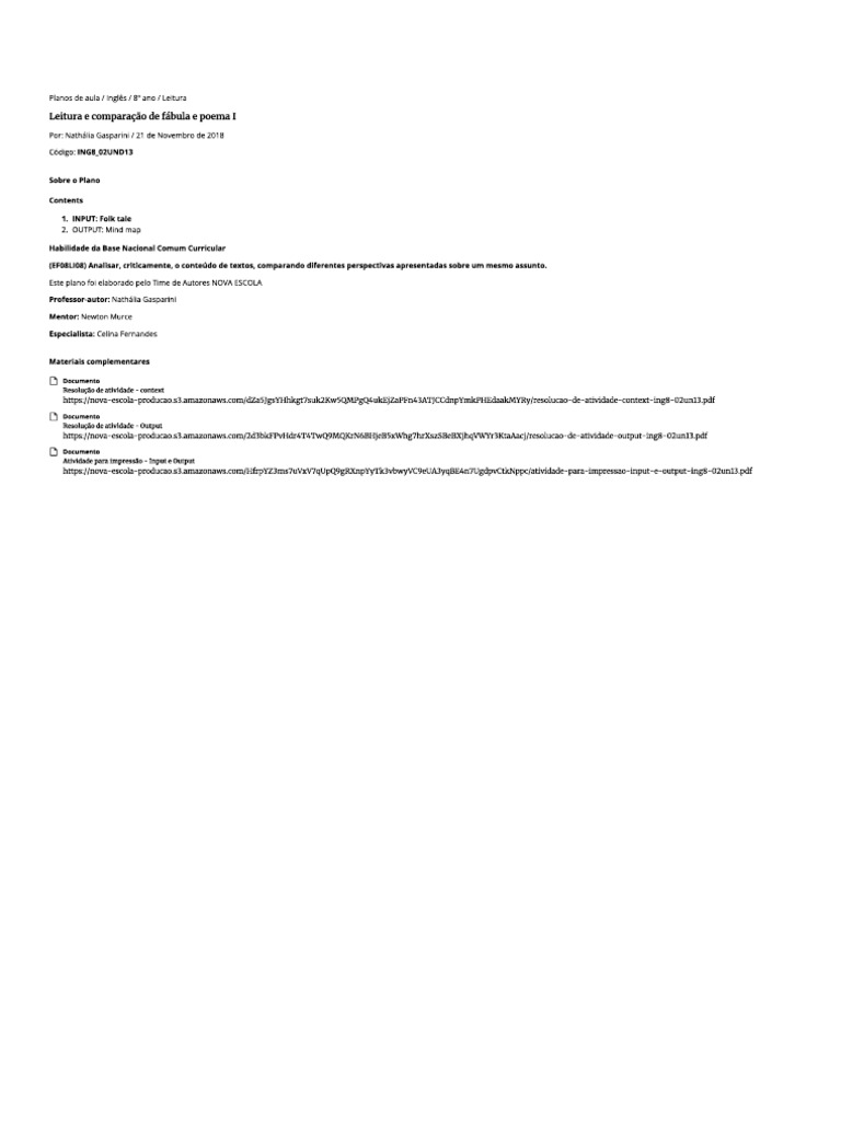 Plano de Aula Ing8 02und13 | PDF