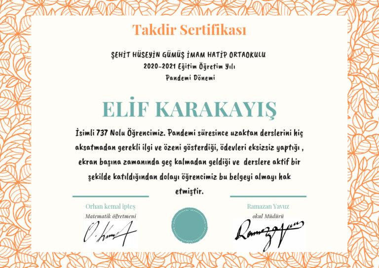 Takdir Sertifikasi Ornegi 1 | PDF