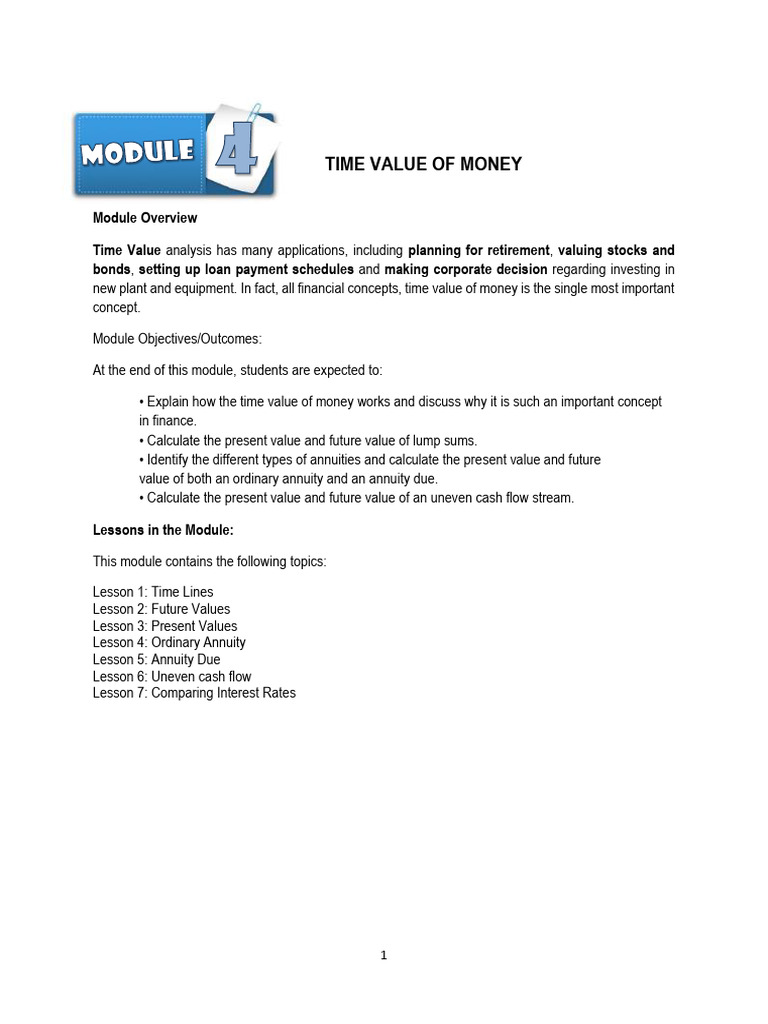 Module 4 - Time Value of Money | PDF | Present Value | Time Value Of Money