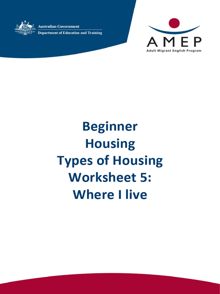 Beginner Housing Types of Housing Worksheet 5 Where I Live | PDF
