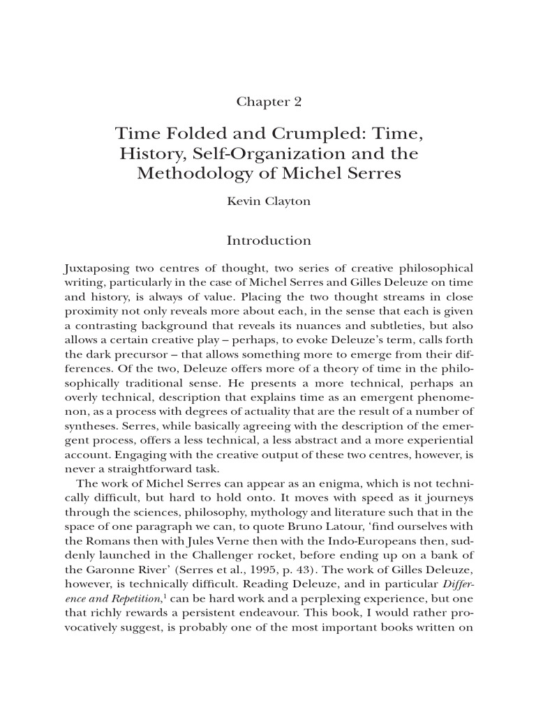 Time Folded and Crumpled: Time, History, Self-Organization and The Methodology of Michel Serres ...