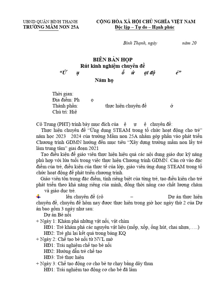 BB Cde Ứng Dụng Steam Trong Tổ Chức Hoạt Động | PDF