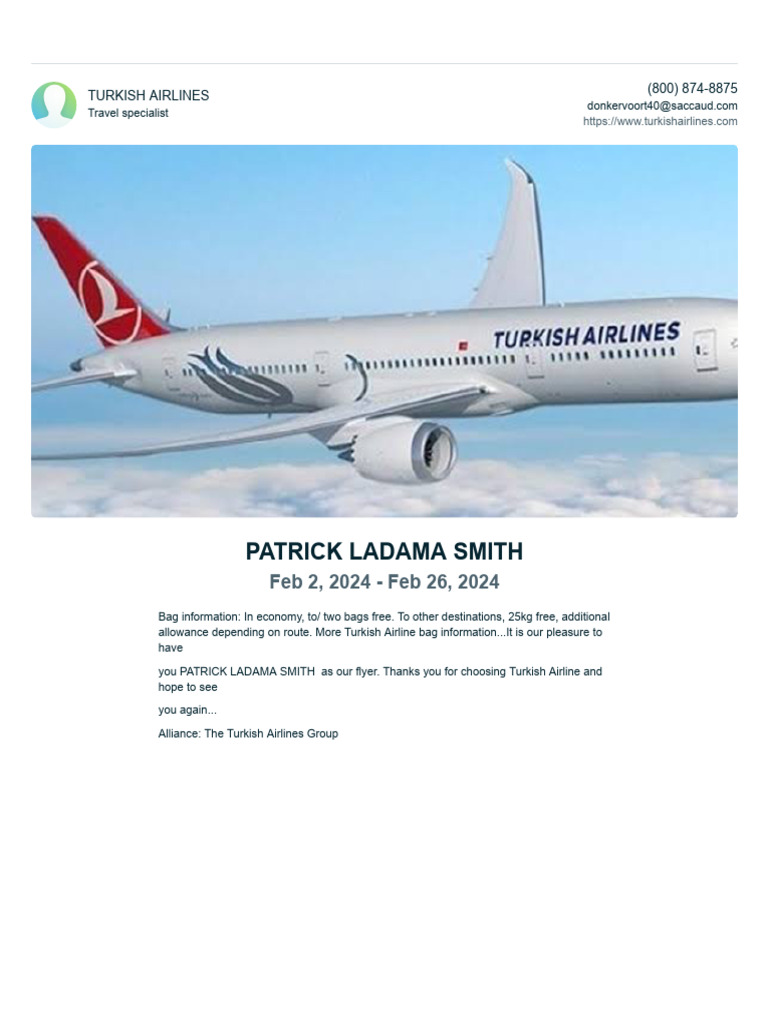 Turkish Airlines Flight TK62 & TK63 Info | PDF | Airlines | Civil Aviation