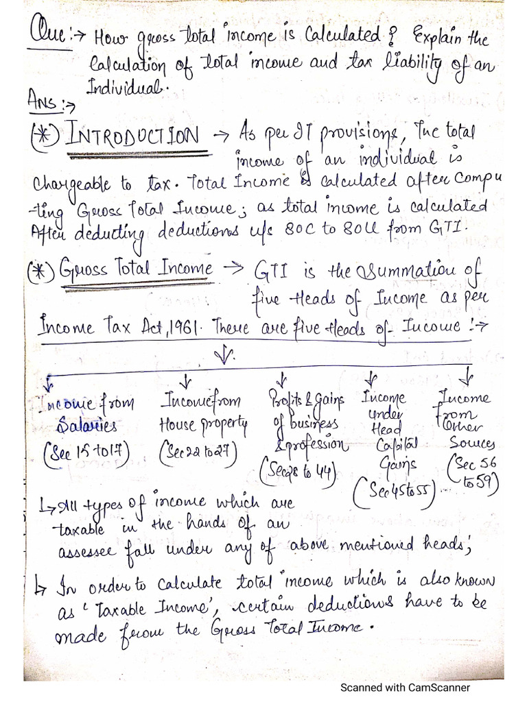 Calculation of GTI, Total Income & Tax Liability | PDF