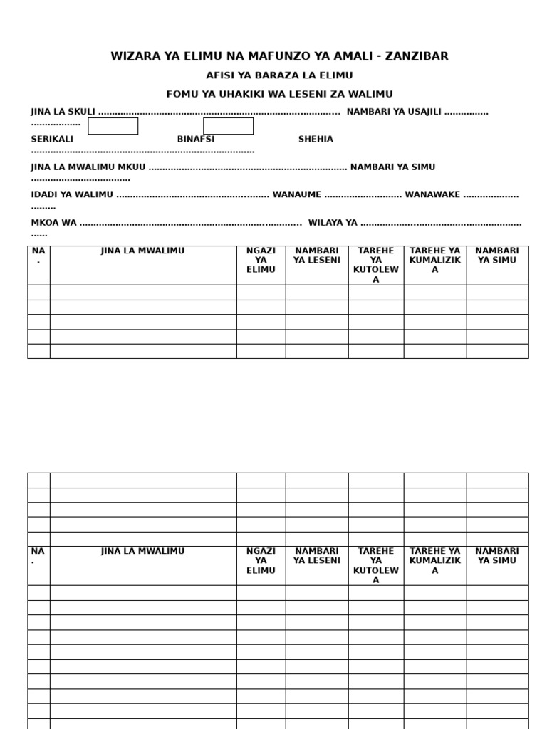 Mrajis (Wema) Dodoso La Uhakiki Wa Leseni - 2025 | PDF