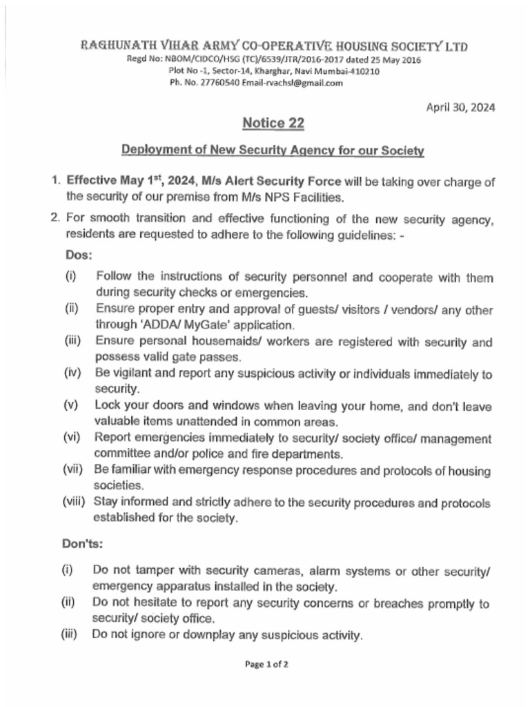 NOTICE - 22 - Deployment of New Security Agency v1 | PDF