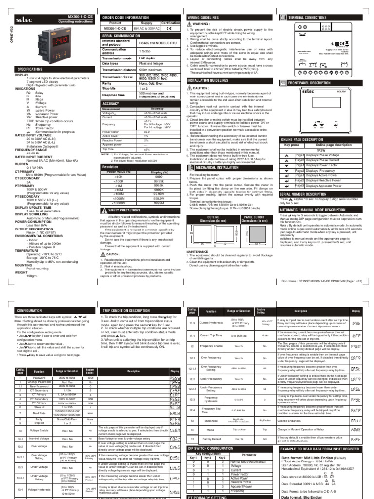 MX300 1 C CE - Instruction Manual | PDF | Alternating Current | Ac Power