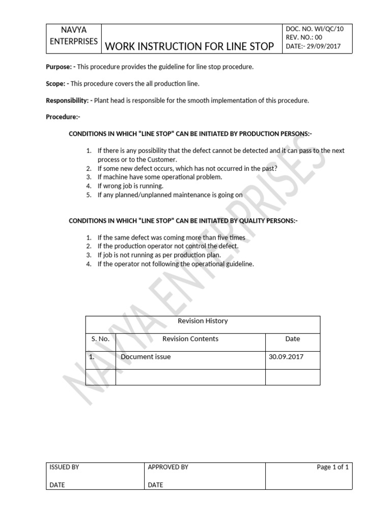 Wi-Qc-10 Line Stop | PDF