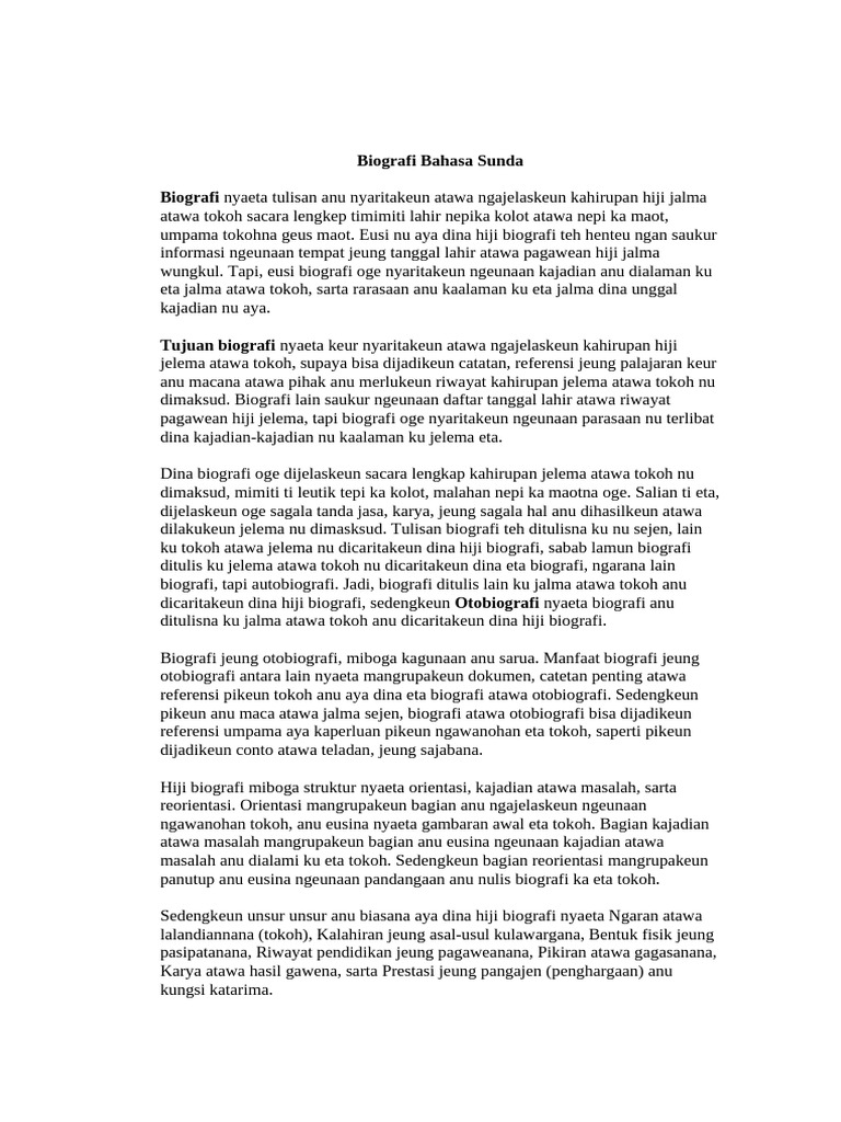 Biografi Bahasa Sunda | PDF