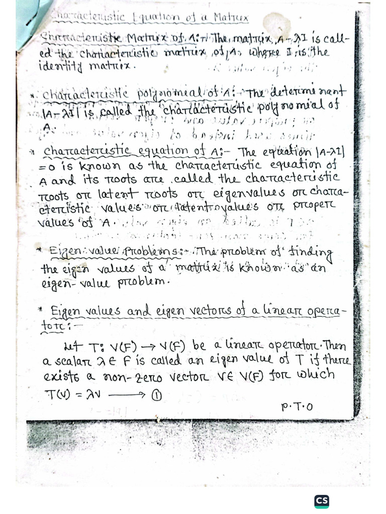 Characteristic Equation of A Matrix | PDF
