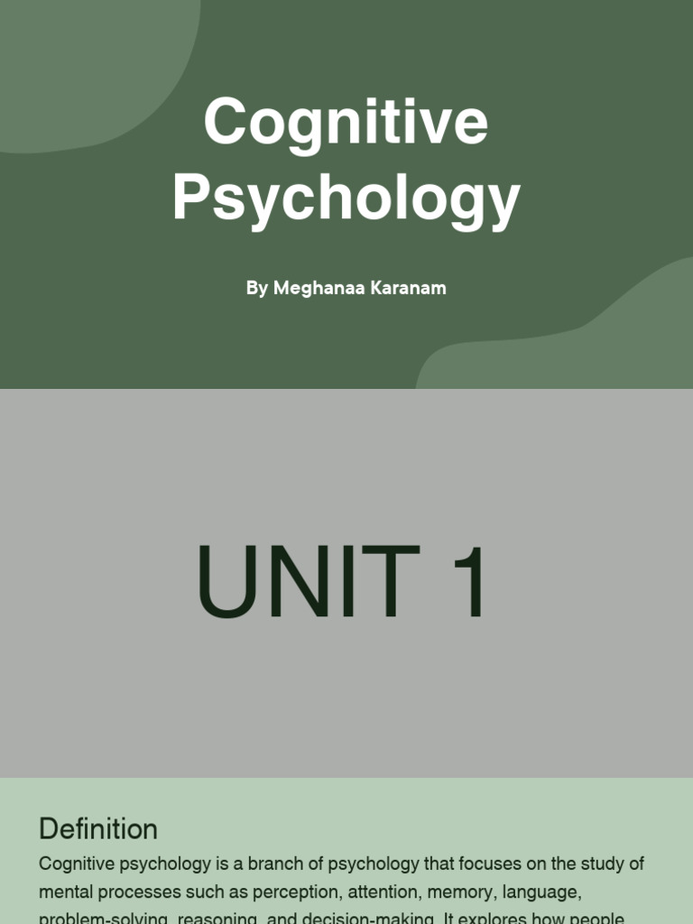 Cognitive Psychology Unit 1 | PDF | Neuroimaging | Cognition