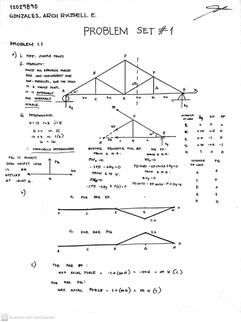 Theory of Structures - Problem Set#1 | PDF