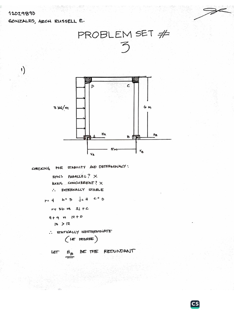 Theory of Structures - ProbSet#3 | PDF