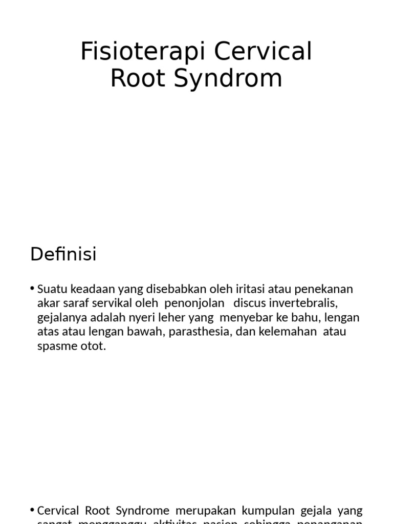 FT Cervical Root Syndrom | PDF