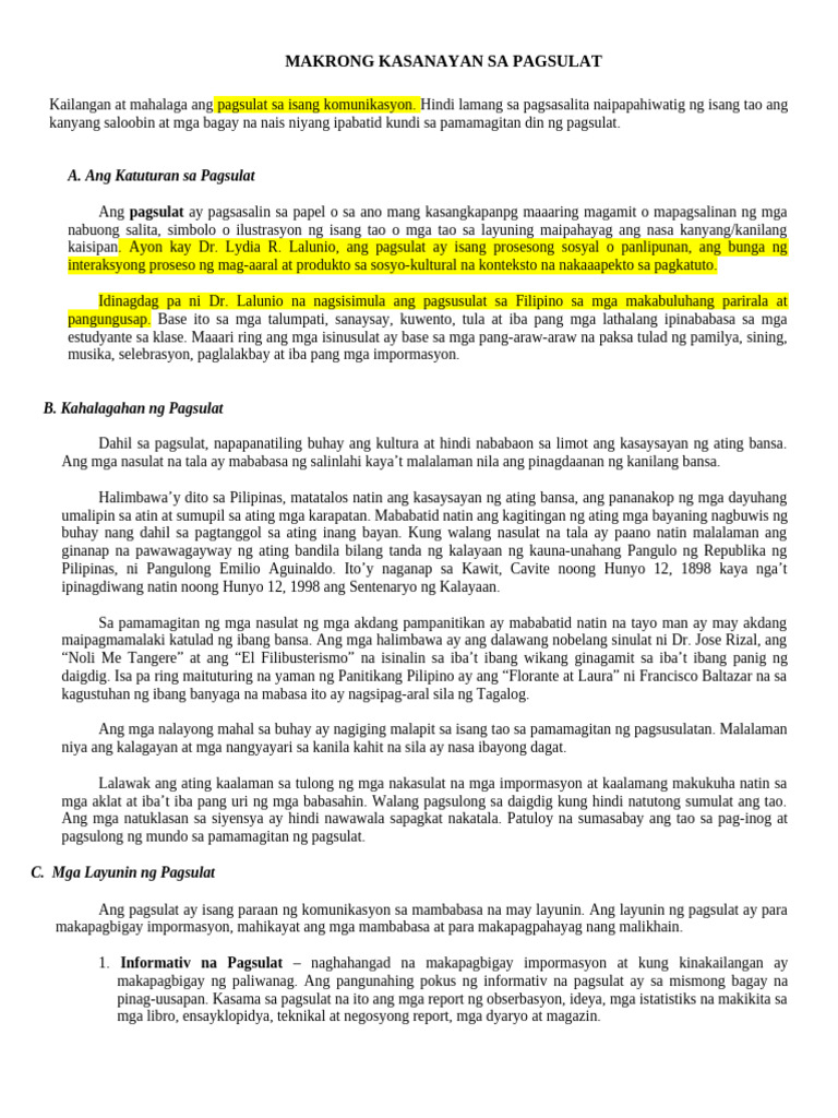 2nd Report Makrong Kasanayan Sa Pagsulat | PDF