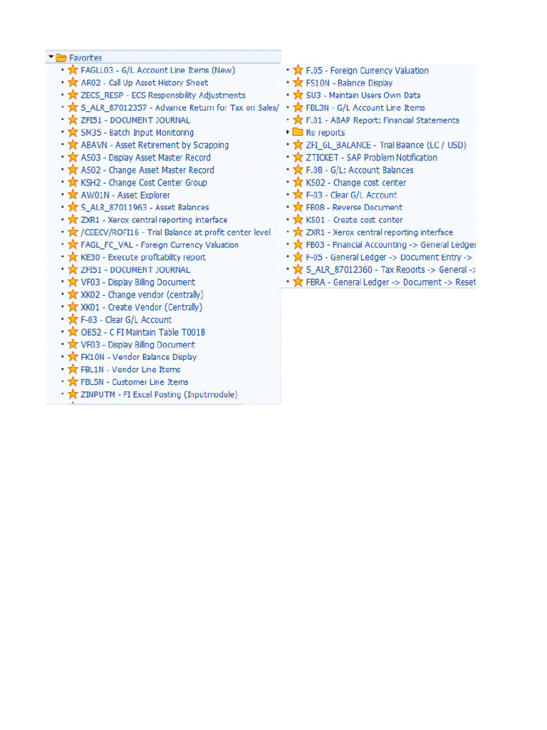 SAP T codes(transaction) | PDF
