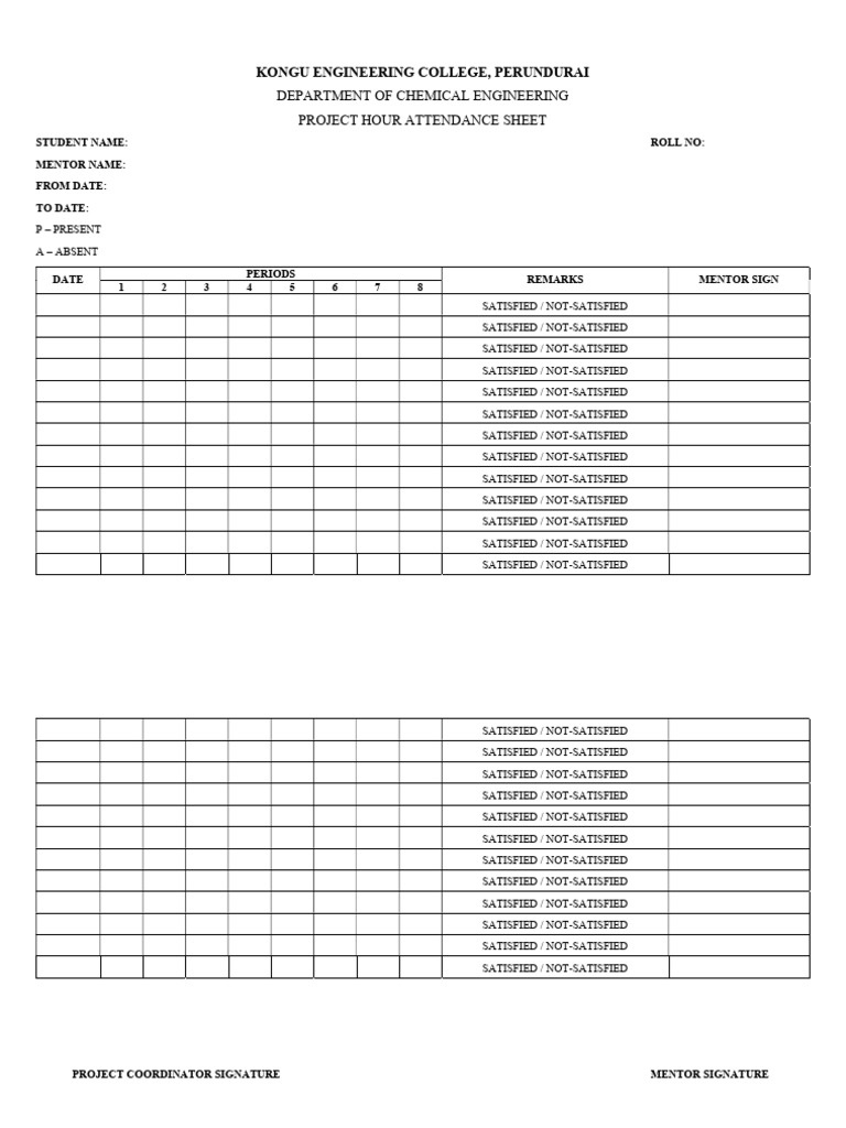 Project Attendance Sheet Template | PDF