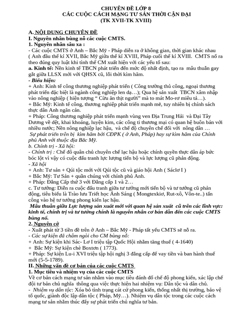 Chuyen de Lich Su 8 Va 9 | PDF