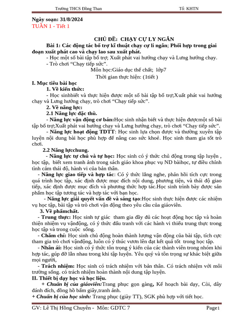 GDTC 7 - Tuần 1 | PDF