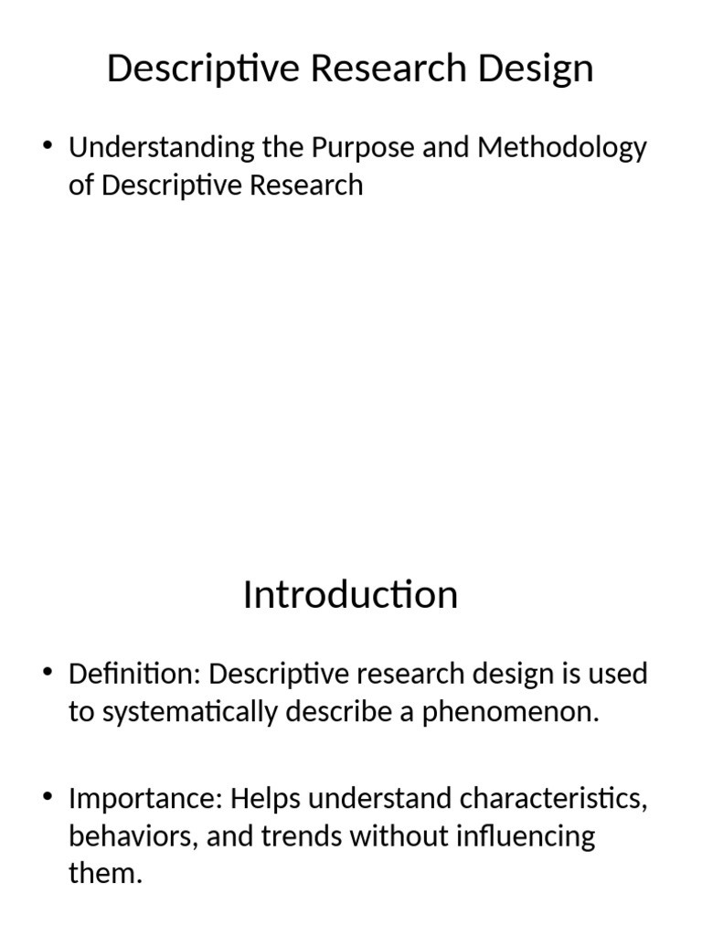 Descriptive Research Design | PDF