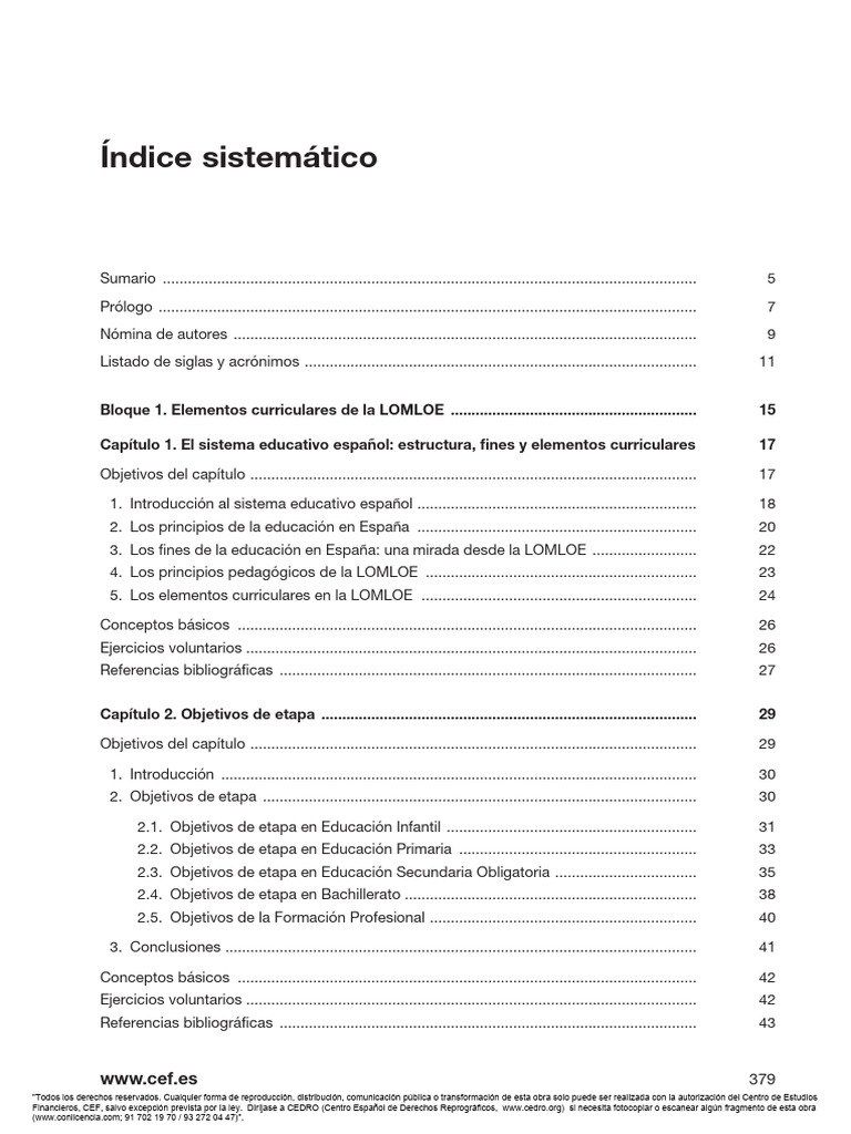 Indice Sistematico Proglomloe C S | PDF | Educación de la primera ...