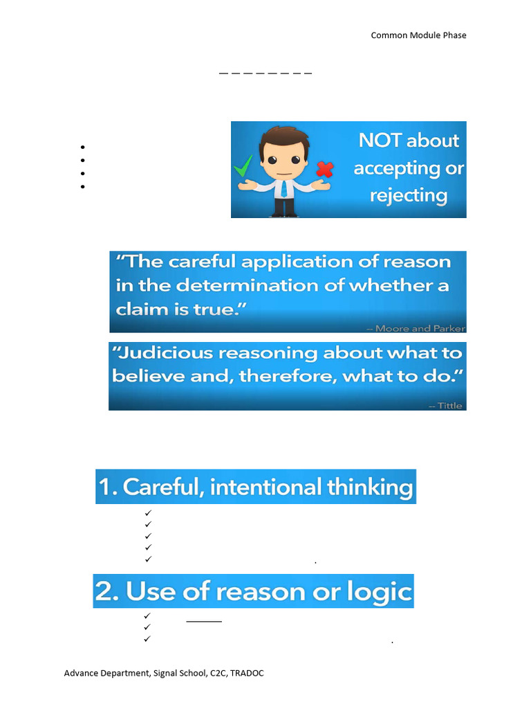 Handouts-Critical Thinking | PDF