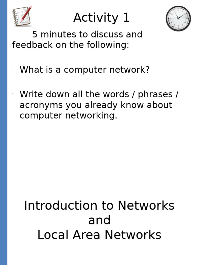 Lesson 1 Introduction To Networks And Lans1 1 Pdf Computer Network Computer Engineering