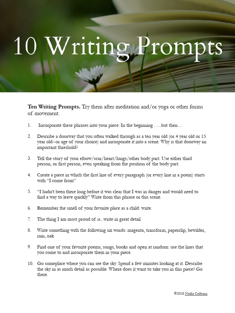 10 Writing Prompts SL | PDF