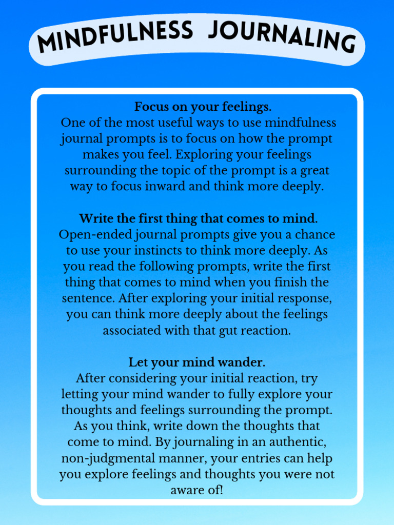 Wellness Day Mindfulness Journaling Prompts ADA | PDF | Psychological ...
