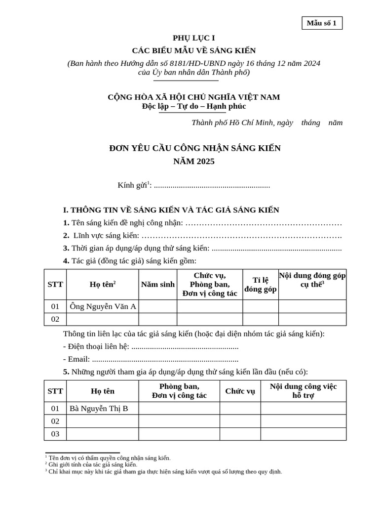 Quận Phu Luc 1 Mau So 1 Tên TG | PDF