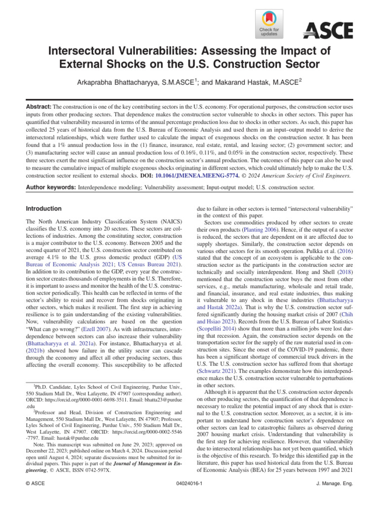 Hastak Bhattacharyya 2024 Intersectoral Vulnerabilities Assessing The Impact of External Shocks ...