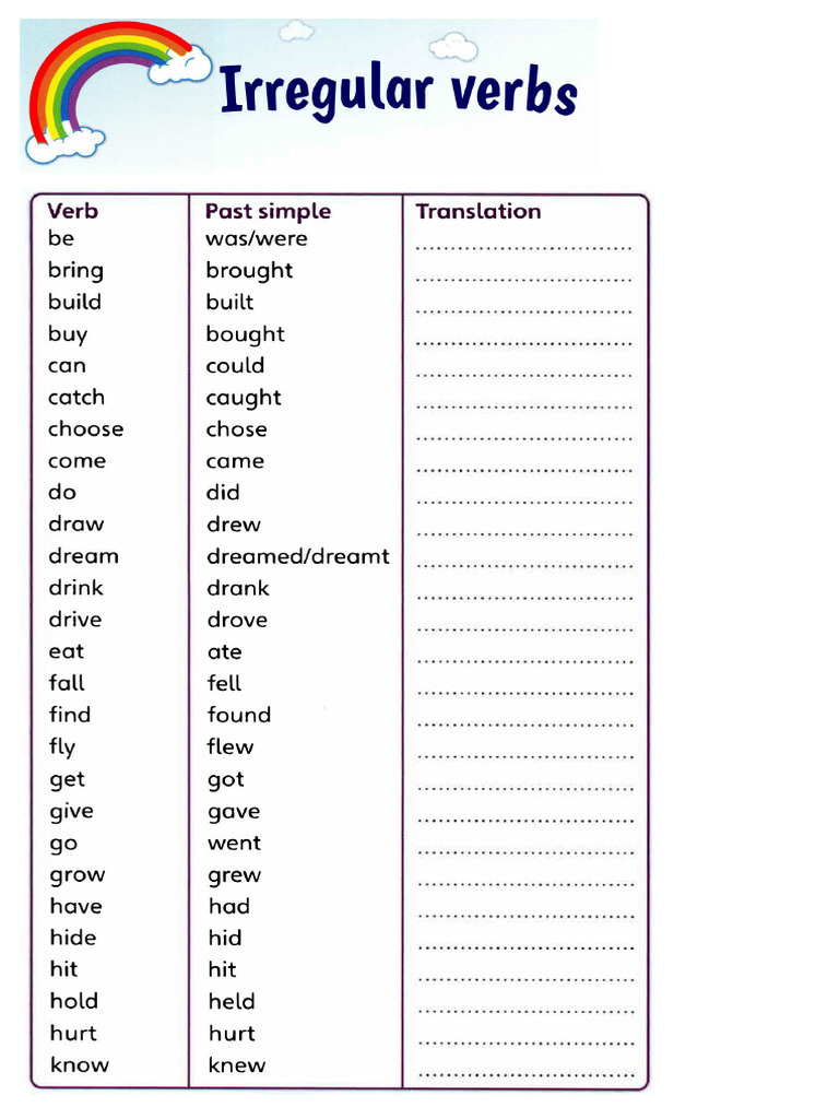 Movers Irregular Verbs Welcome 2 | PDF