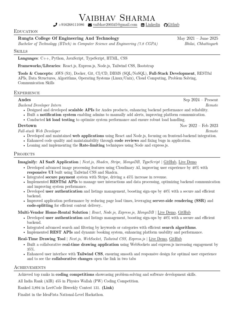 vaibhav_sharma_ | PDF | Computer Science | Software Development