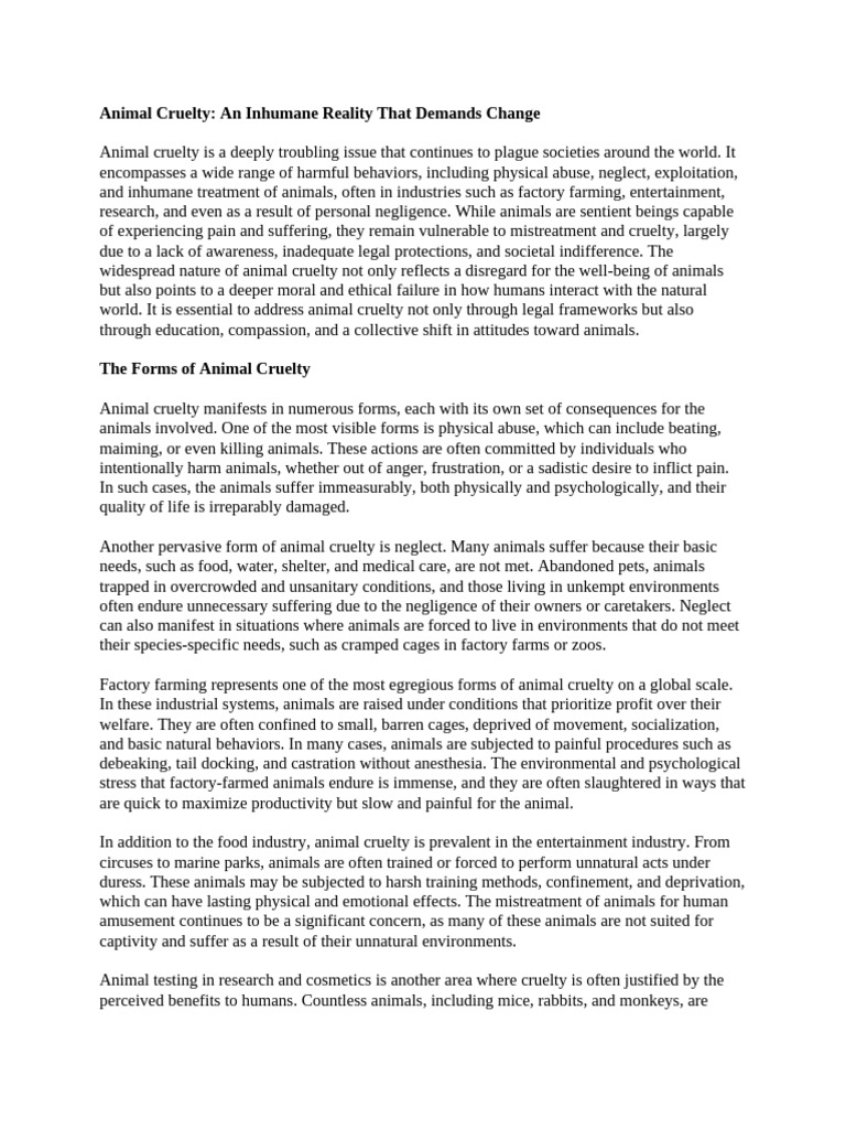 Understanding Animal Cruelty Issues | PDF | Cruelty To Animals | Animal ...