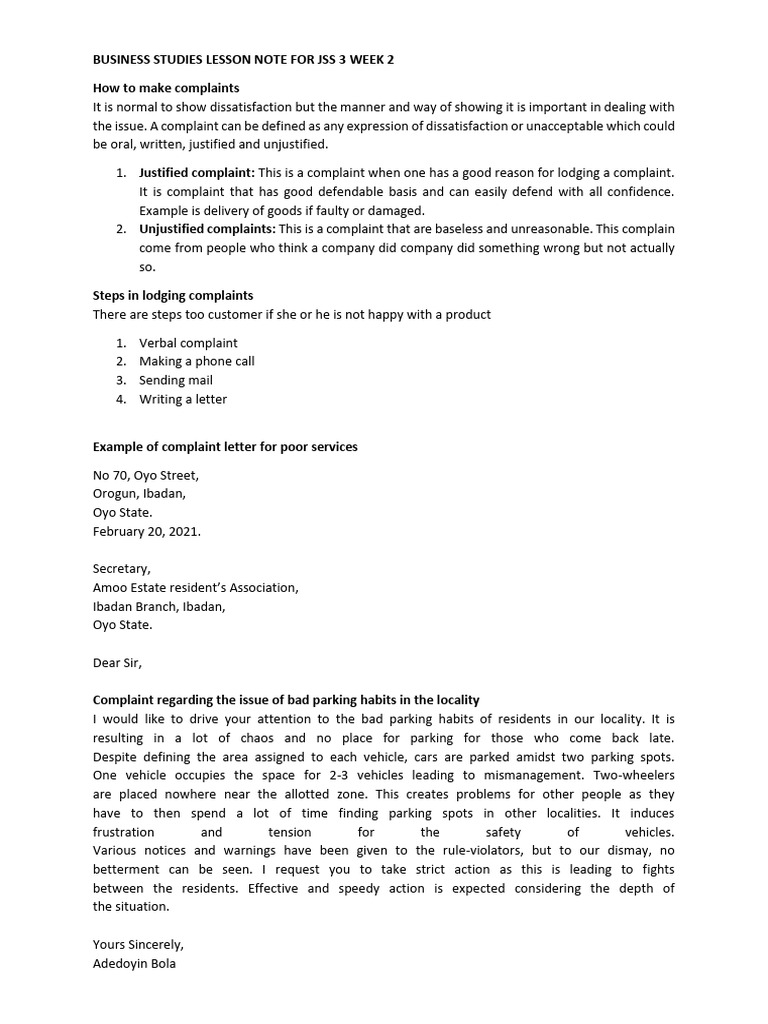 4511 - 4511 - Business Studies Lesson Note For JSS 3 Week 2 | PDF