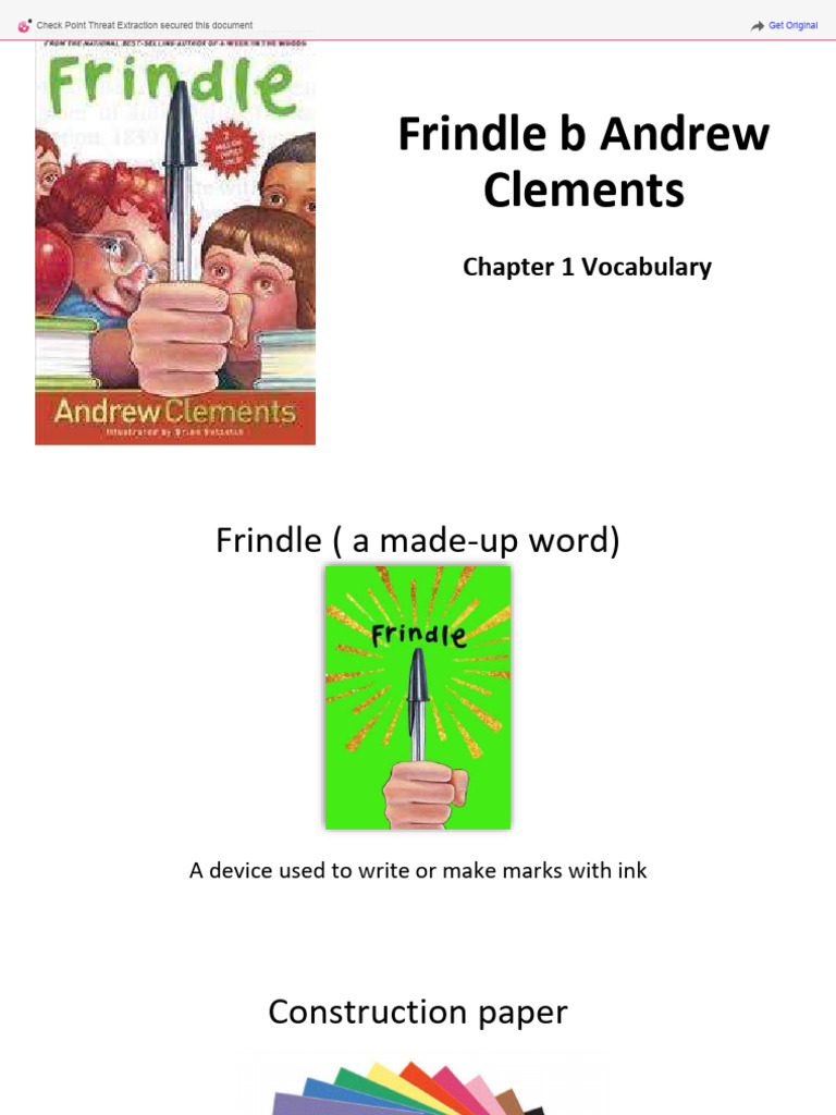 Frindle Vocab Chapters 1, 2-3 | PDF