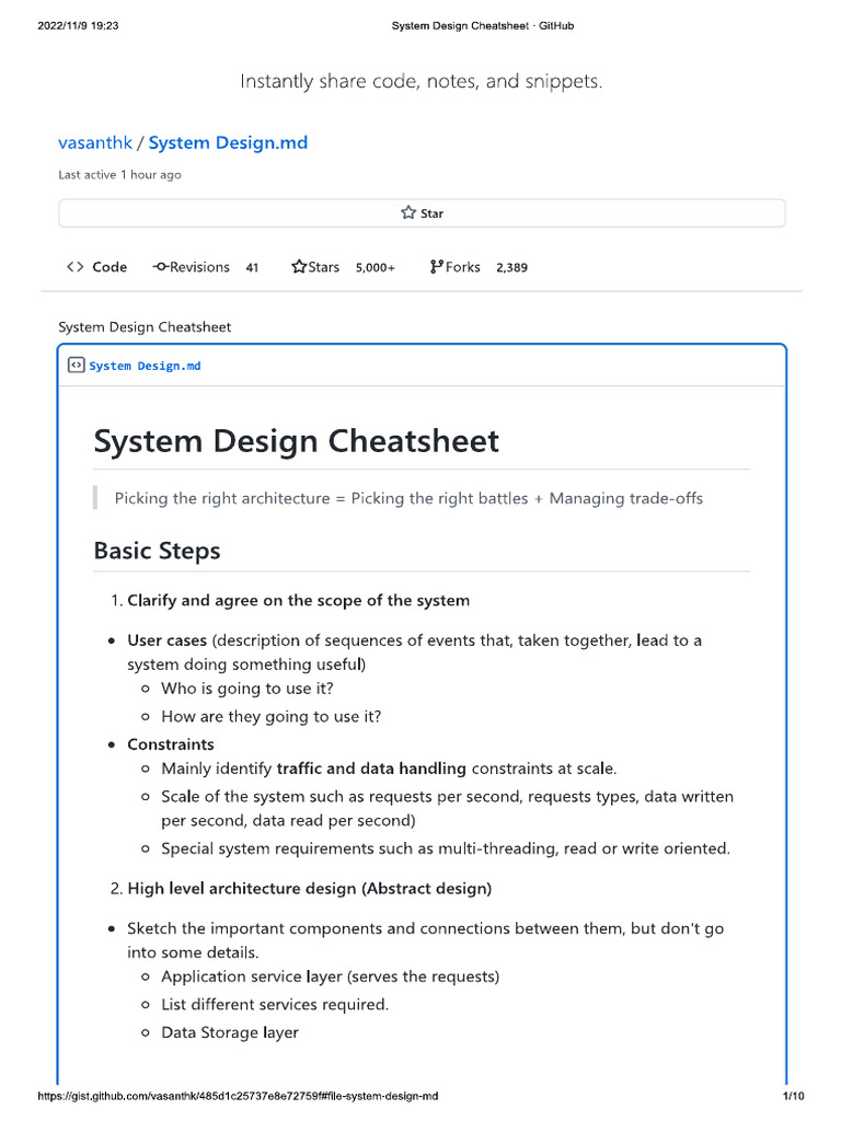 System Design Cheatsheet | PDF
