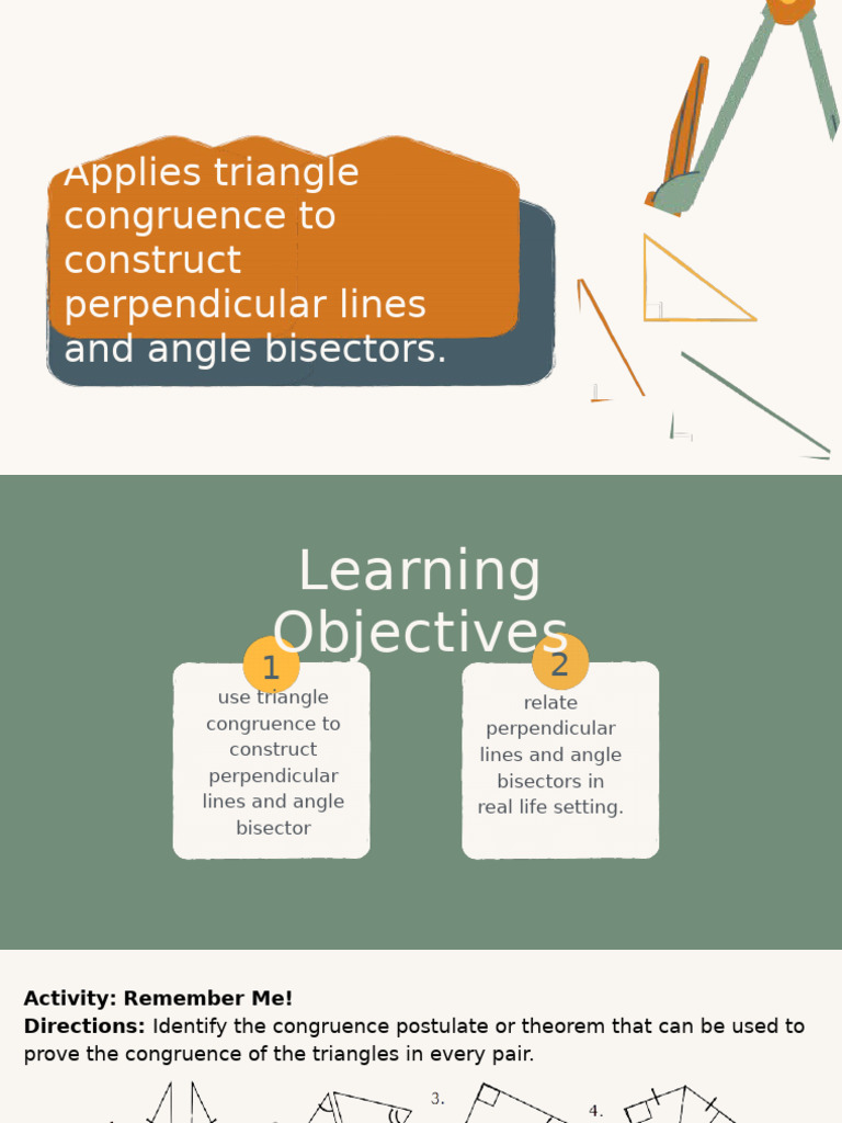 Applying Triangle Congruence To ... | PDF | Triangle | Perpendicular