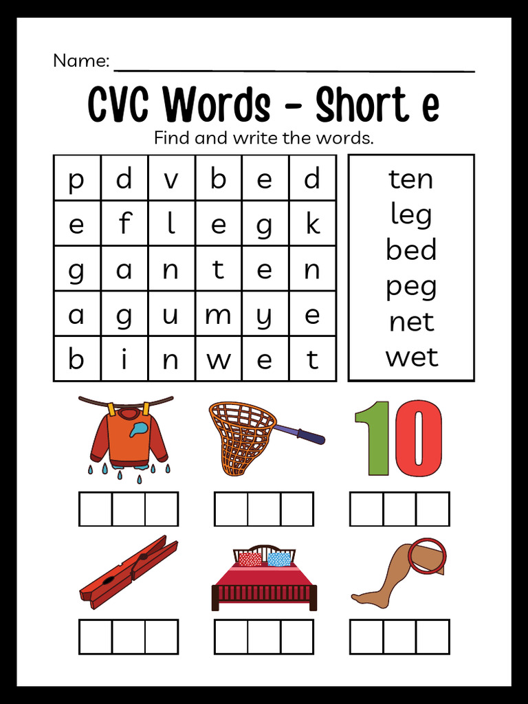Read, Write, and Color Short A CVC Words Worksheet | PDF