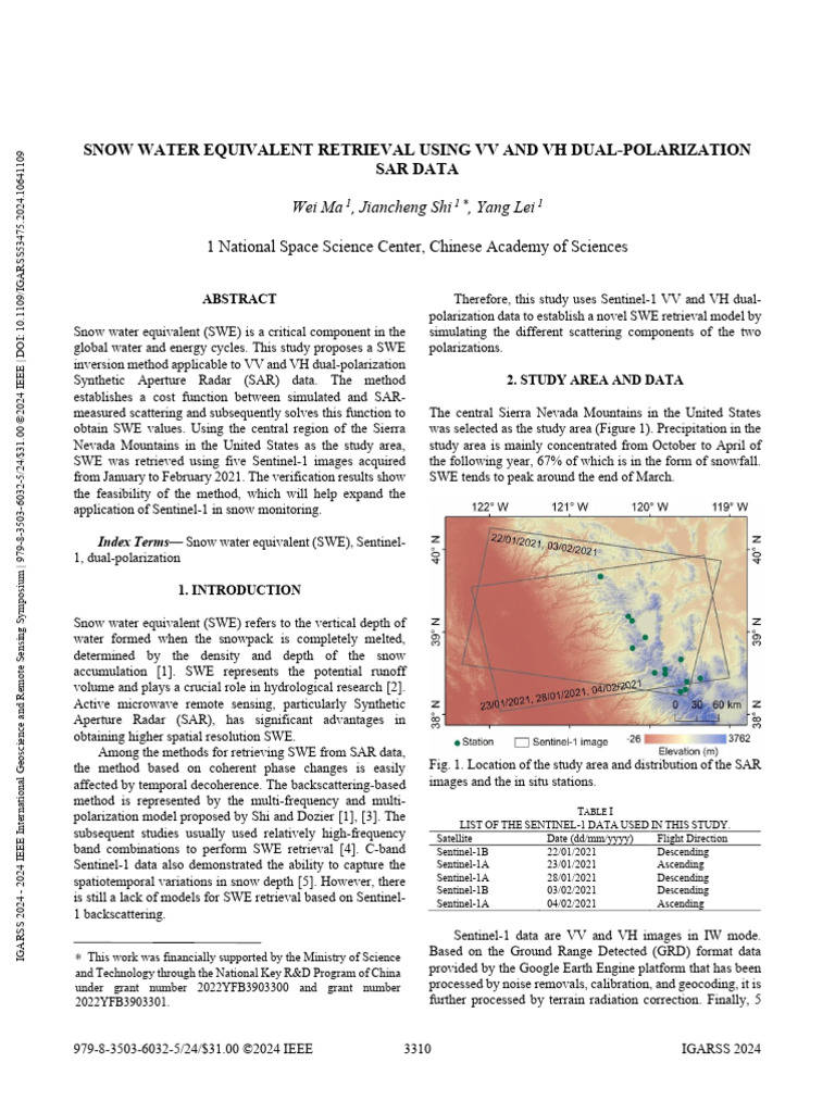 Snow_Water_Equivalent_Retrieval_Using_VV_And_VH_Dual-Polarization_SAR_Data | PDF | Snow | Scattering
