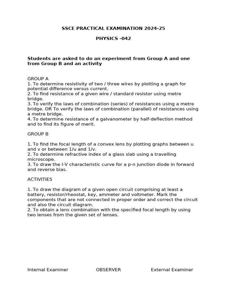 Physics - Practical QP | PDF