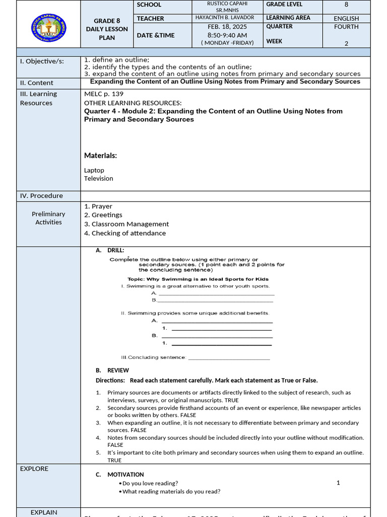 E8 Q 4 LESSON 2(DAY 2- FEB. 18,2025) | PDF | Bias | Human Communication